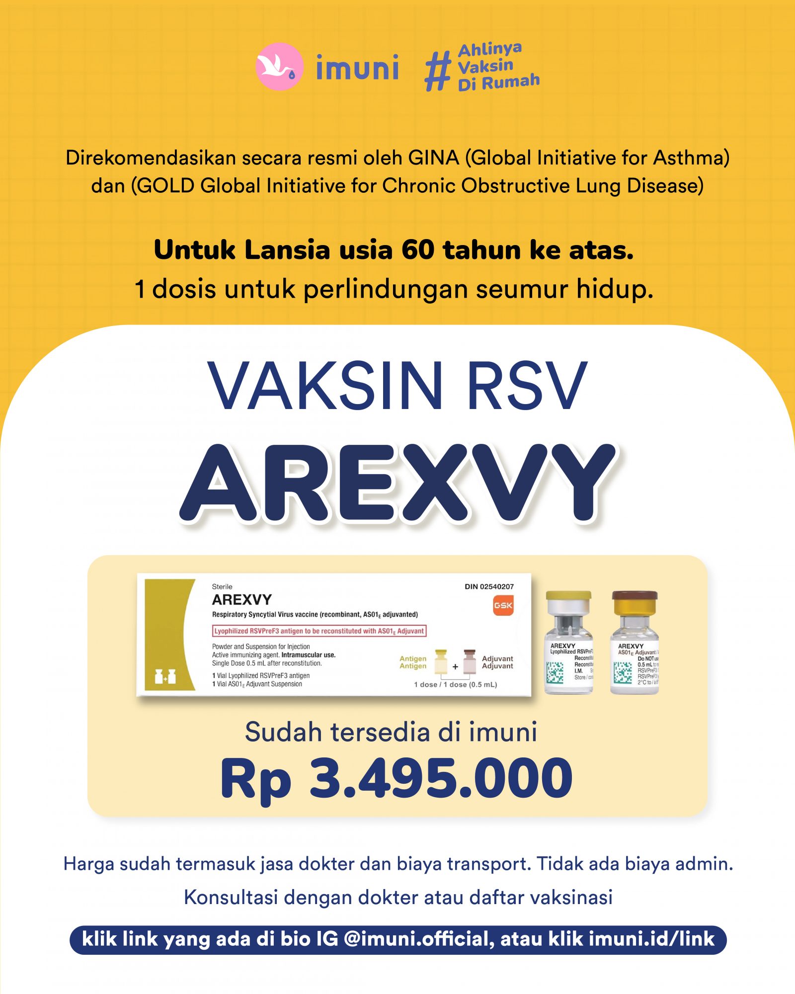 VAKSIN RSV AREXVY SUDAH TERSEDIA DI IMUNI - imuni