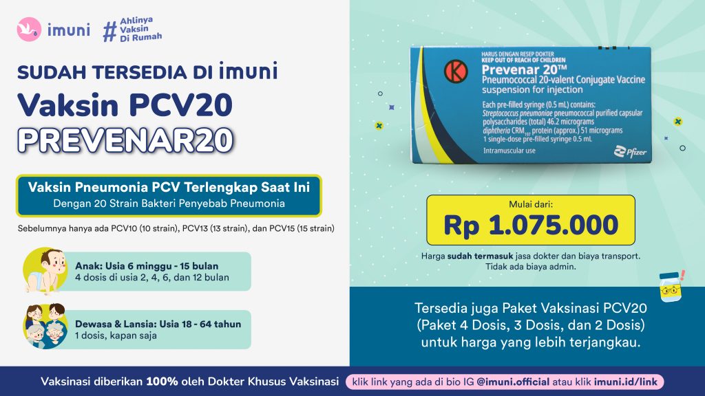 Sudah Tersedia di imuni! Vaksin PCV20 - PREVENAR20 - imuni